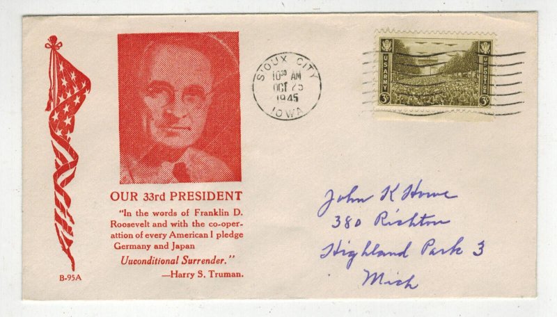 WW2 Patriotic 1945 US Army Stamp #934 Harry Truman Sioux City Iowa by ...