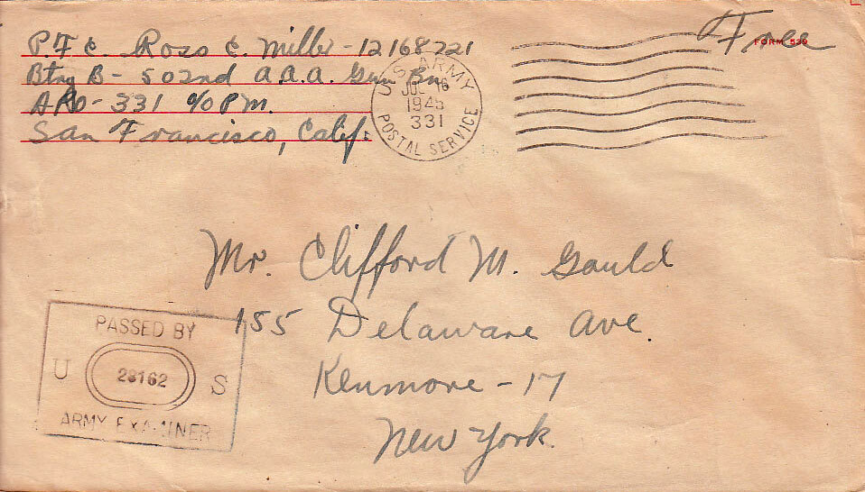 United States A.P.O.'s 6c Monoplane Air Envelope 1945 U.S. Army Postal ...