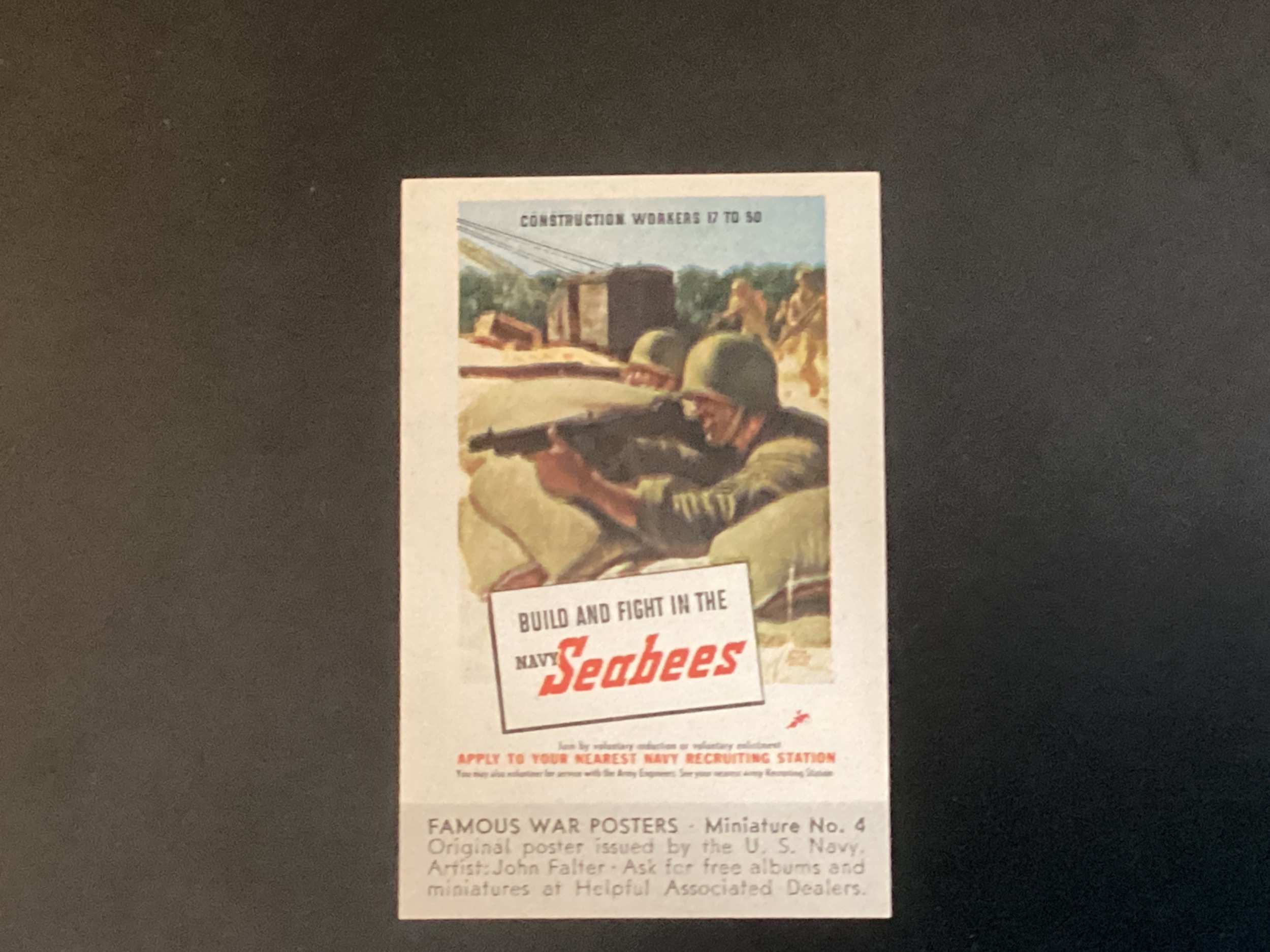 Famous War Poster Miniatures #4 BUILD AND FIGHT IN THE NAVY SEABEES MNH ...