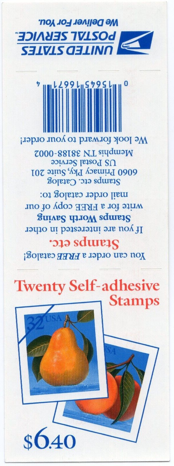Scott #2494a Peach And Pear Booklet of 20 Stamps - MNH (List 2 ...
