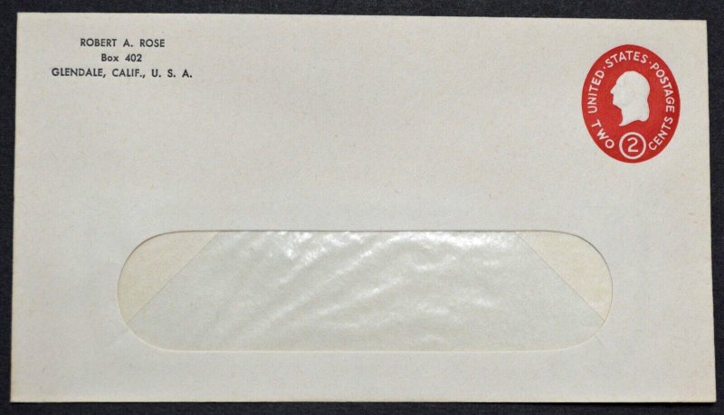 1950 US Sc. #U533 die 3 stamped window envelope, 2 cent, mint entire ...