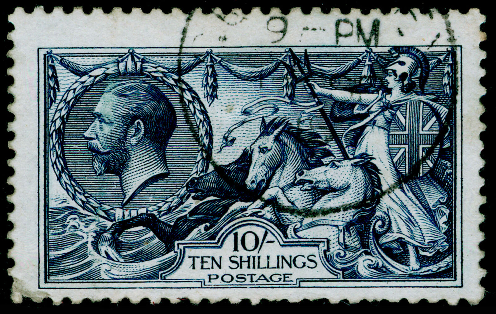 SG402, 10s indigo-blue, USED, CDS. Cat £475. WATERLOW. | Great Britain ...