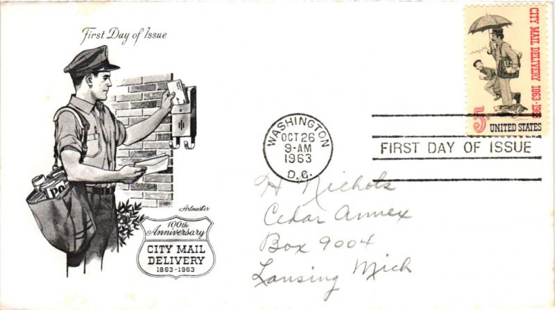 #1238 City Mail Delivery - Artmaster Cachet | United States, General ...