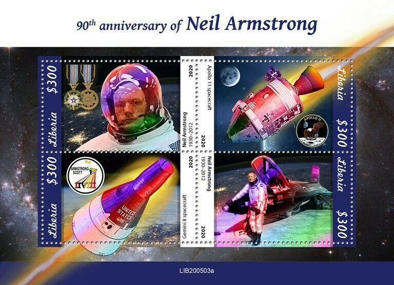 Liberia Space Stamps 2020 Mnh Neil Armstrong Moon Landing Apollo 11 4v