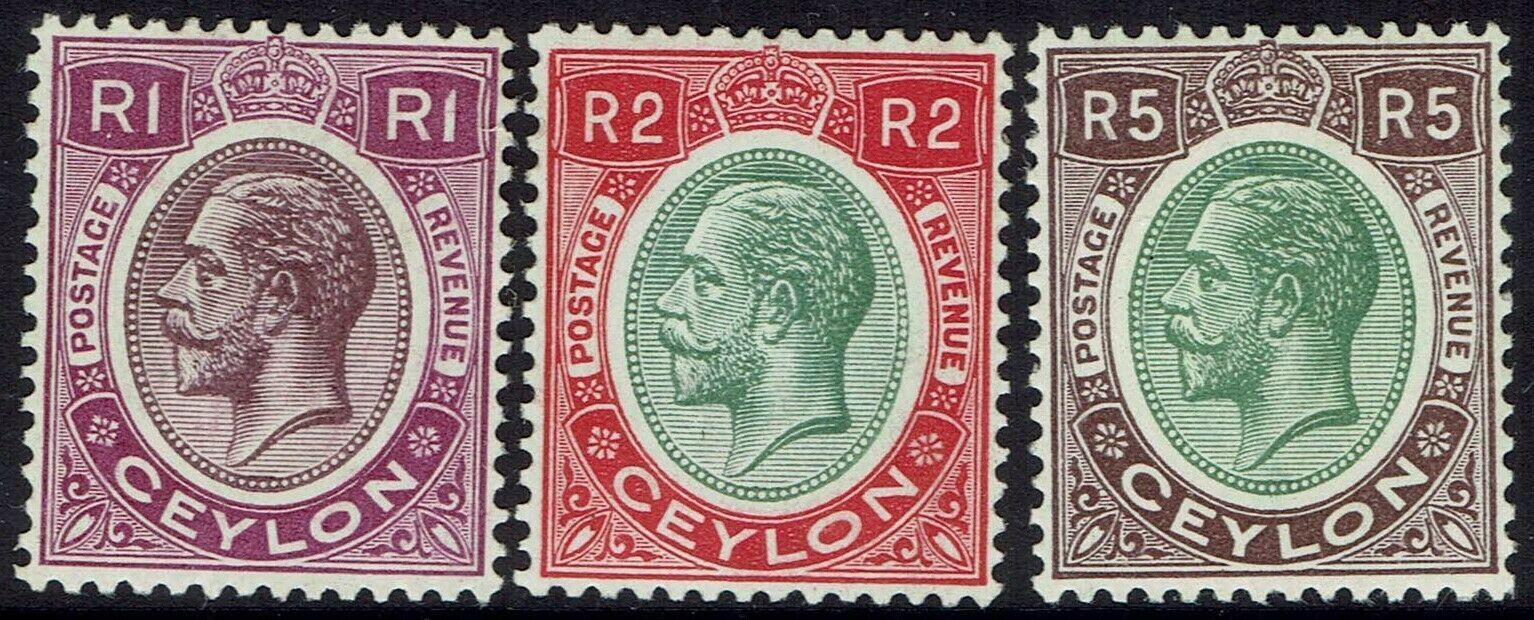 Ceylon 1927 KGV 1r 2r and 5r | Asia - Sri Lanka, Stamp / HipStamp