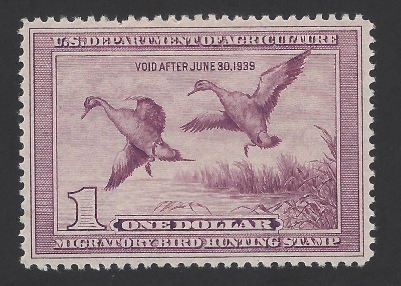 US Scott #RW5 Mint Hinged VF Federal Duck Stamp Violet Pintail Drake ...