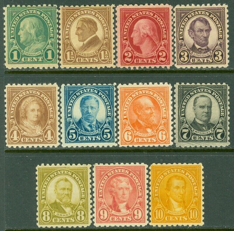 USA 1923-26 Scott #581-91 Fine-Very Fine, Mint OG. Catalog $176.00 ...