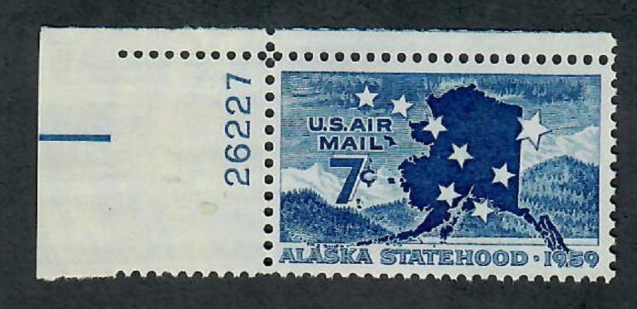 C53 Alaska Statehood MNH plate number single PNS | United States, Air ...