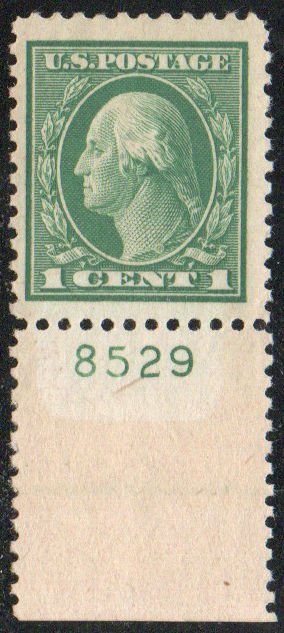 US #498 XF JUMBO mint never hinged, plate number single, CHOICE ...
