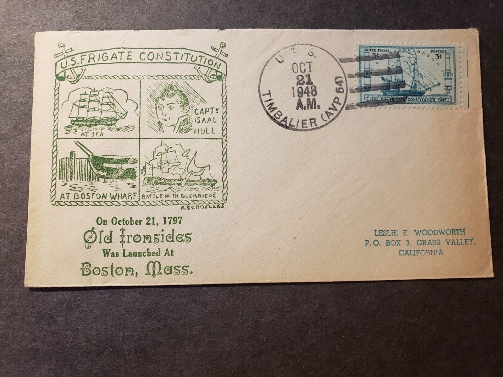 USS TIMBALIER AVP-54 Naval Cover 1948 OLD IRONSIDES Cachet | United ...
