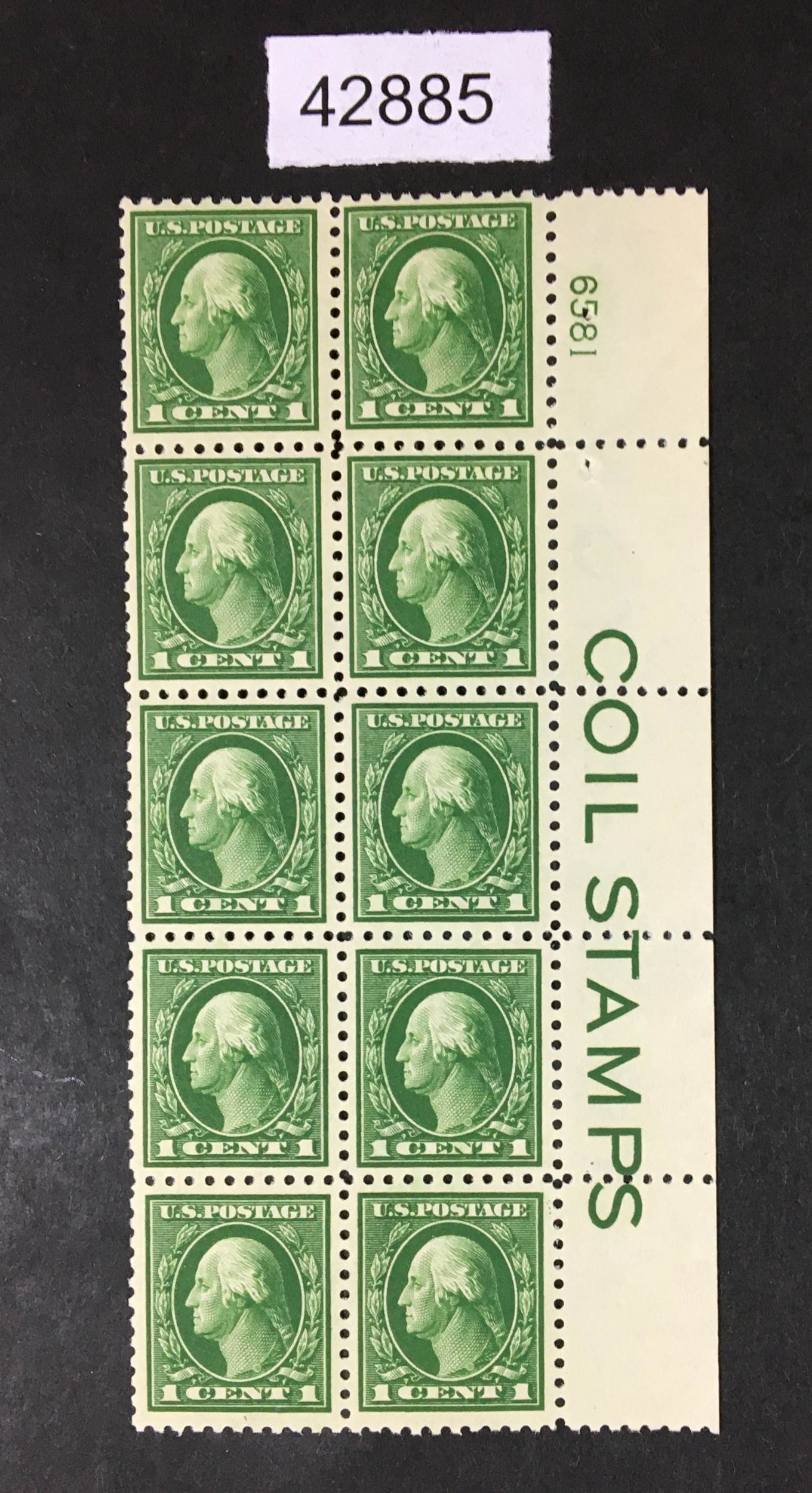 US Stamps # 424 Coil Block of 10 Mint OG 9nh **Pf Cert** $175 LOT ...