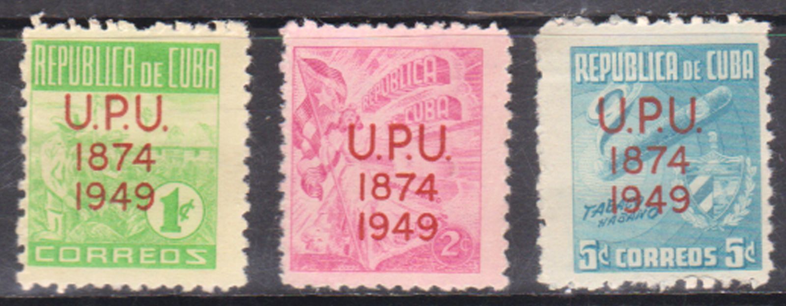 Cuba - 1949 75th Anniversary of UPU - 3v Ovpt - Mint Hinged | Caribbean ...