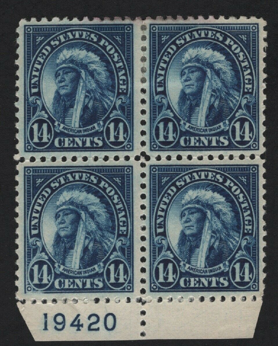 United States MINT Scott Number 565 BLOCK OF 4 w/PL NUMB MH F-VF ...