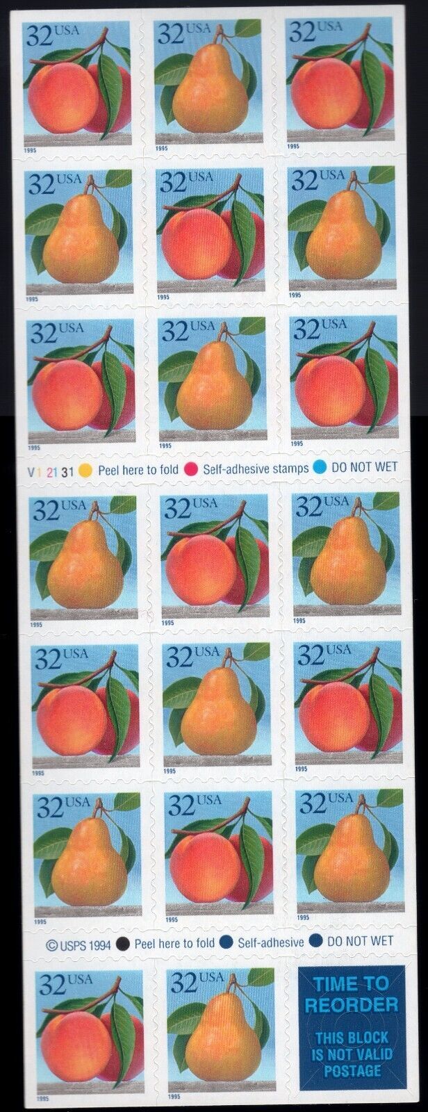 Scott #2494a Peach And Pear Booklet of 20 Stamps - MNH (List 2 ...