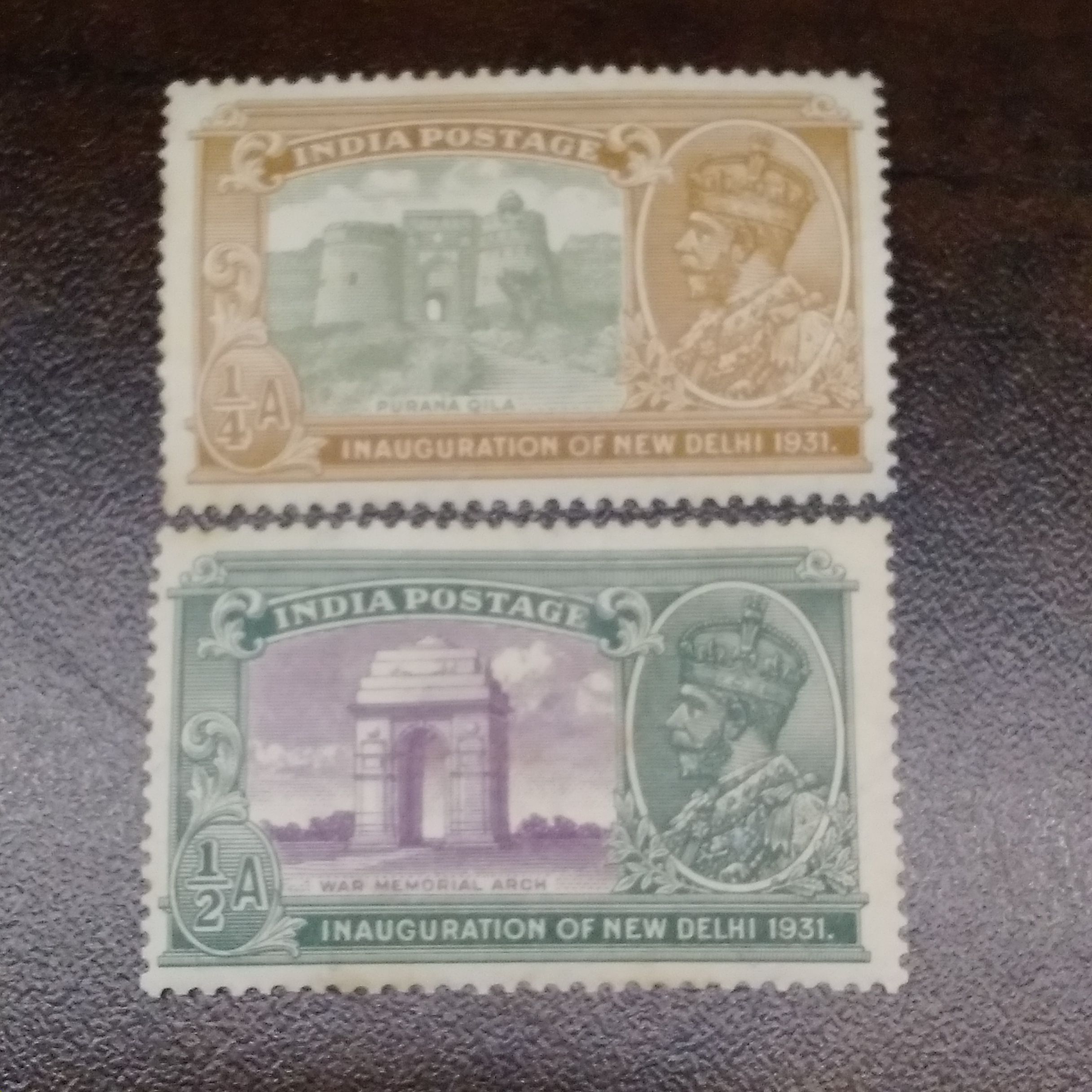1931 1/4 & 1/2 Anna India Postage King George V inauguration of New ...