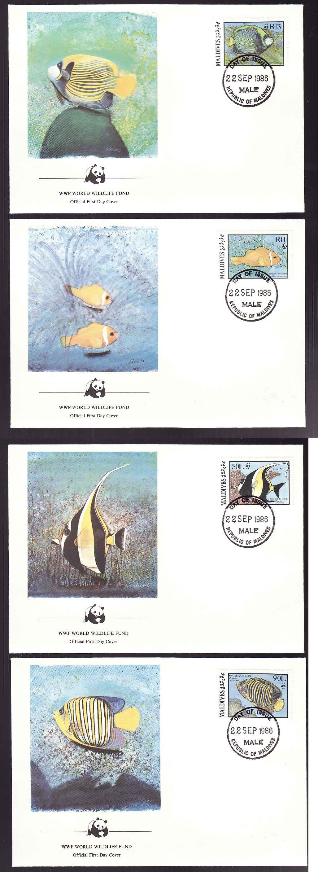 World Wildlife Federation(WWF)-set of FDC-Maldives-Fish-1986-Marine ...