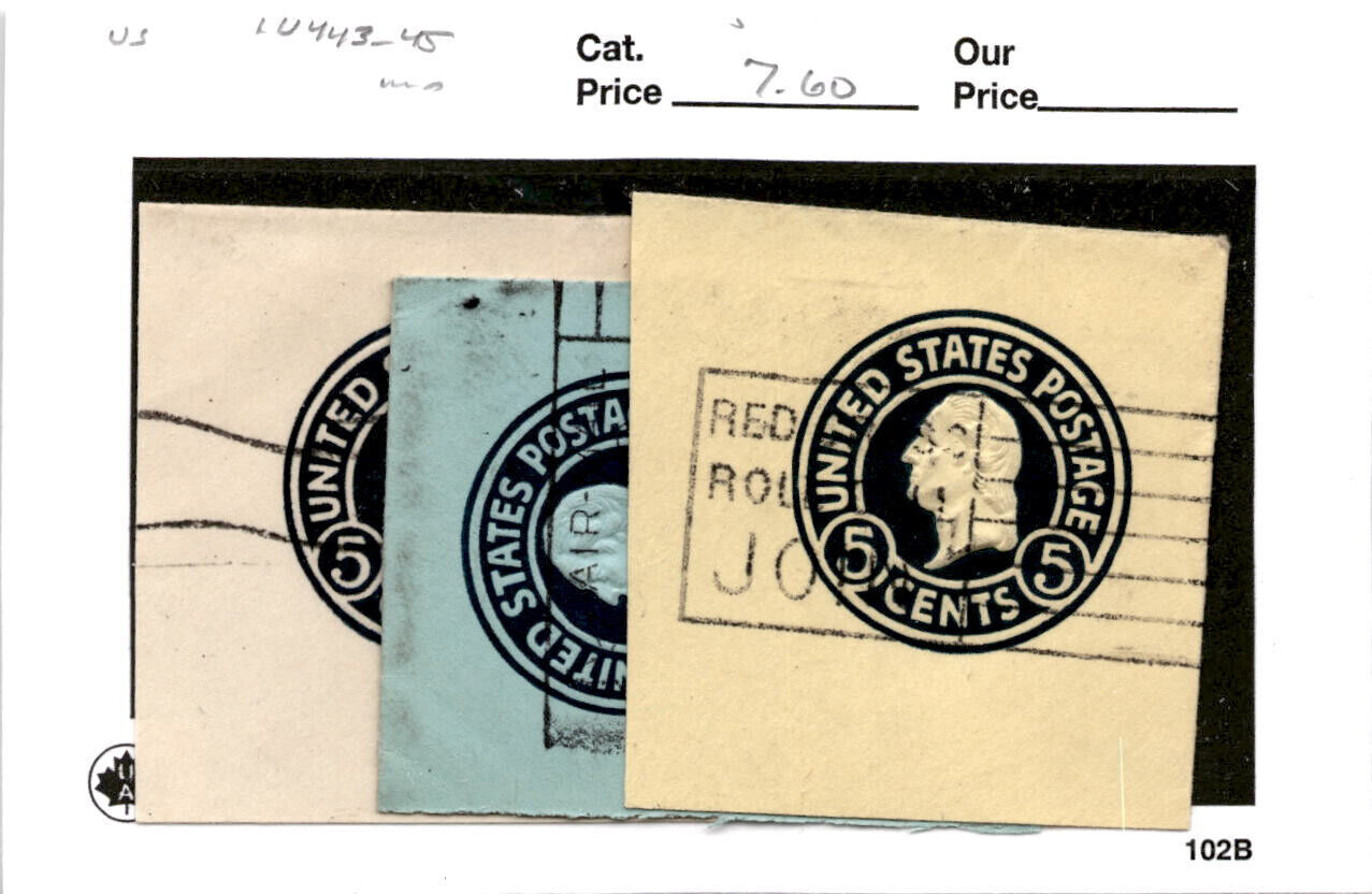 United States Postage Stamp, #U443-U445 Used, 1915 Stamped Envelope ...