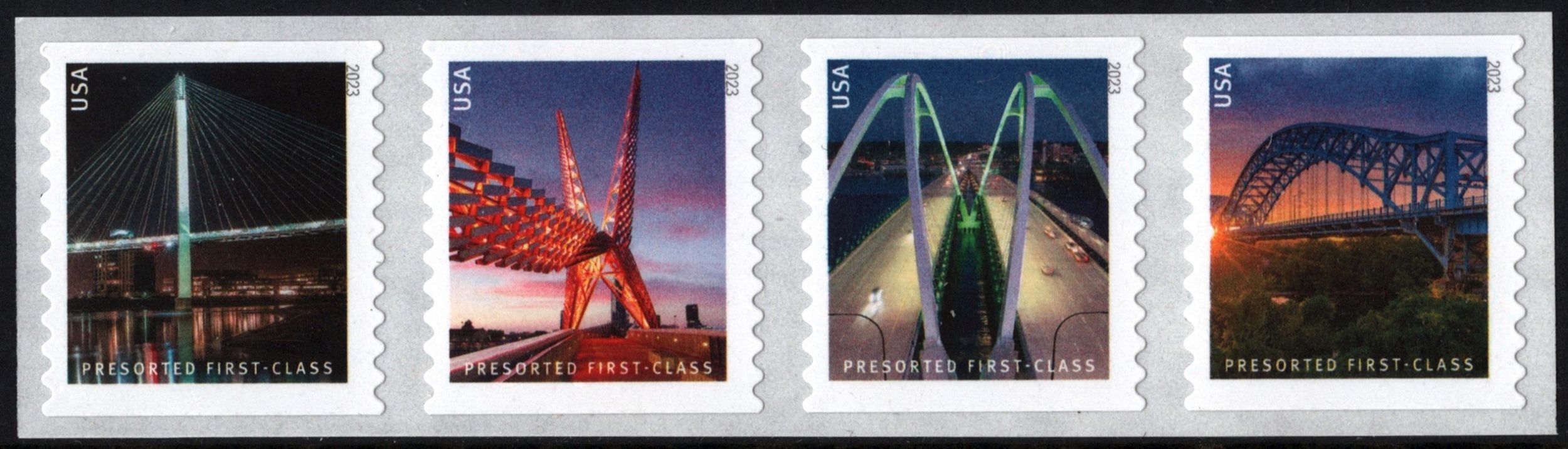 SC#5808-11 (Presorted First Class) Bridges Coil Strip of Four (2023) SA ...