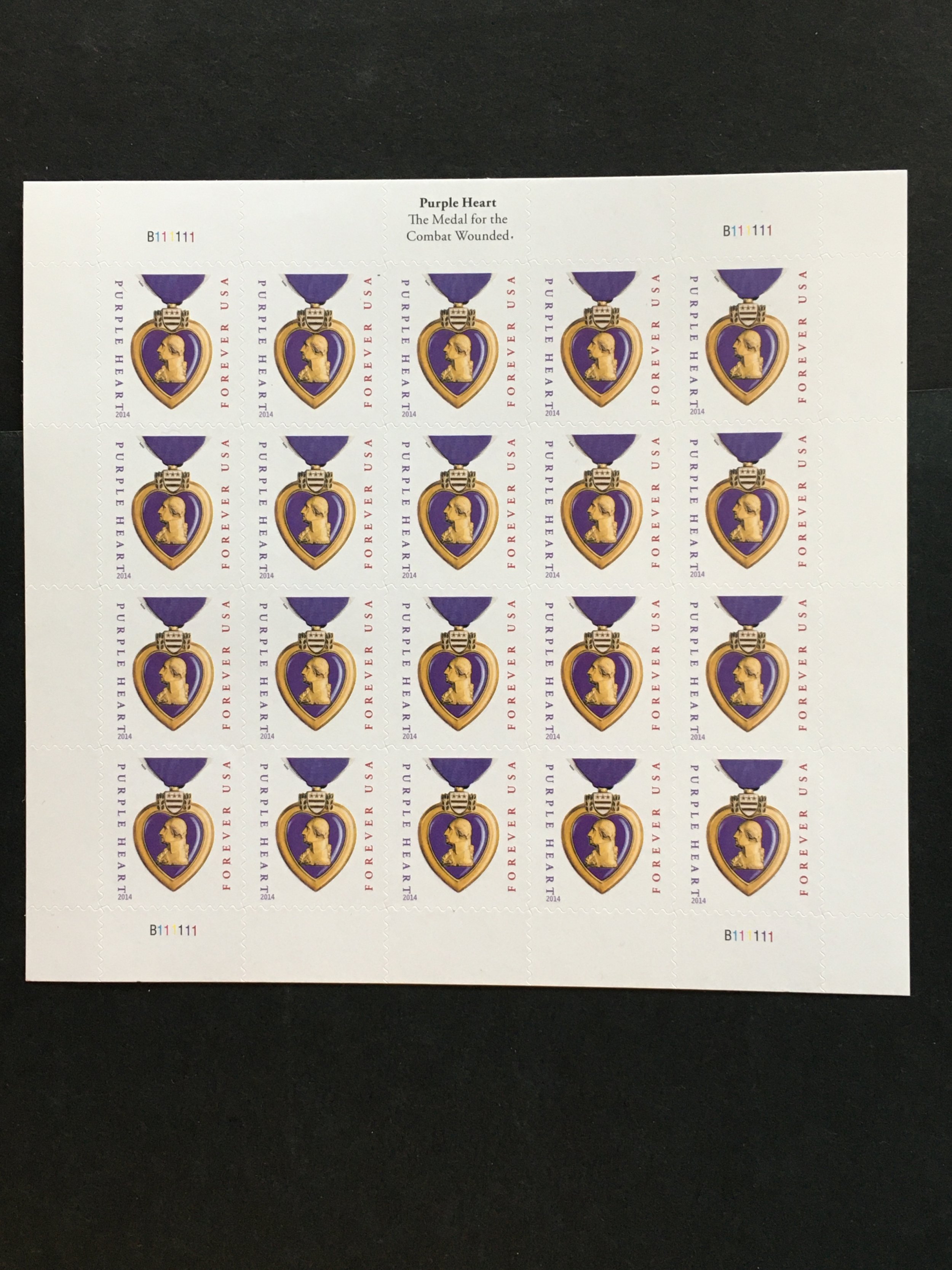 2015 sheet Purple Heart Forever Stamp Sc# 5035 | United States, General ...