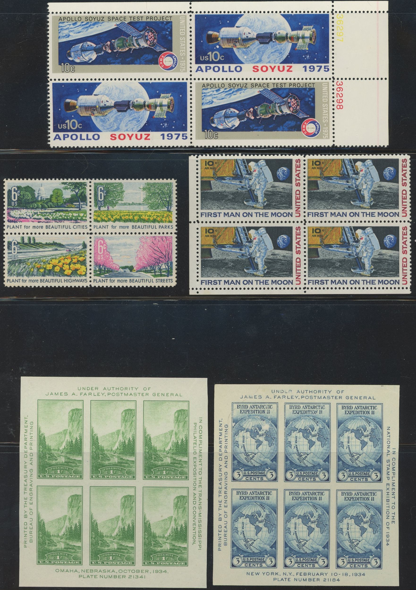 USA 28 diff mint blocks - front & back of book - some mixed condition ...