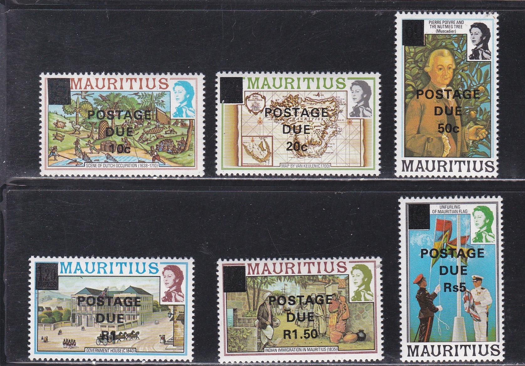 Mauritius # J14-19, Regular Issue Stamps with Postage Due Overprints,NH ...