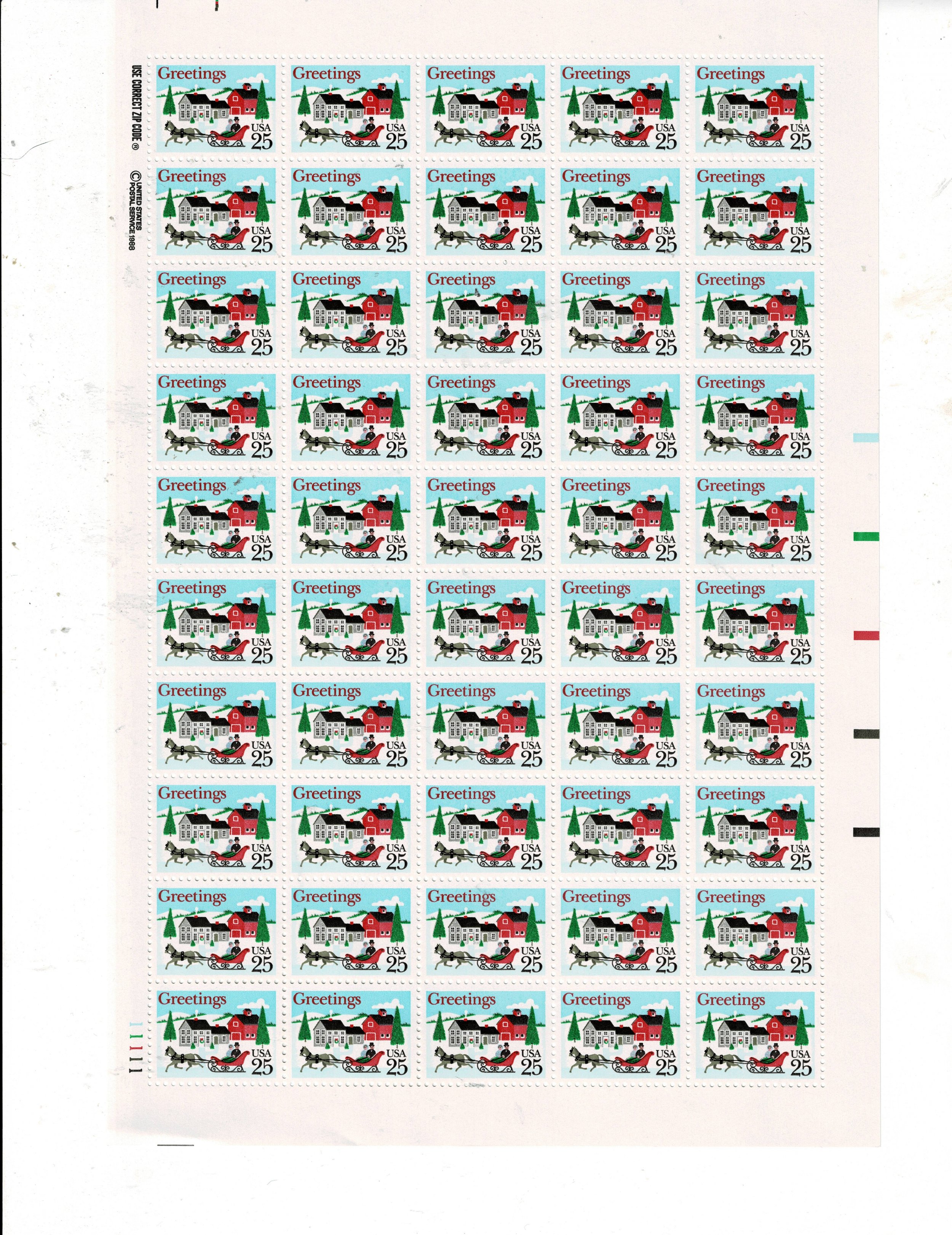 Christmas Greetings 25c US Postage Sheet #2400 VF MNH | United States ...