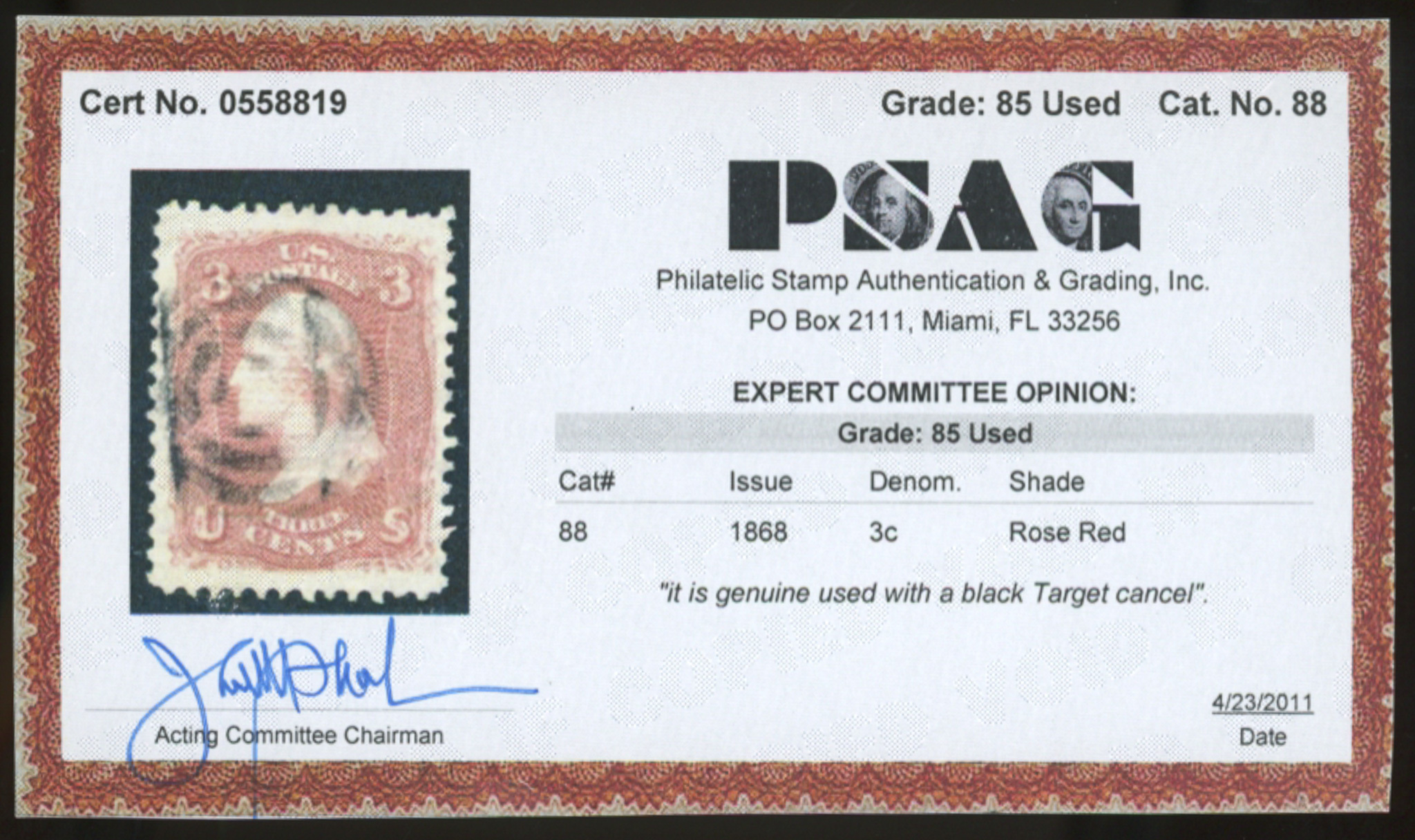 U.S. #88 Used With Psag Cert | United States, General Issue Stamp ...