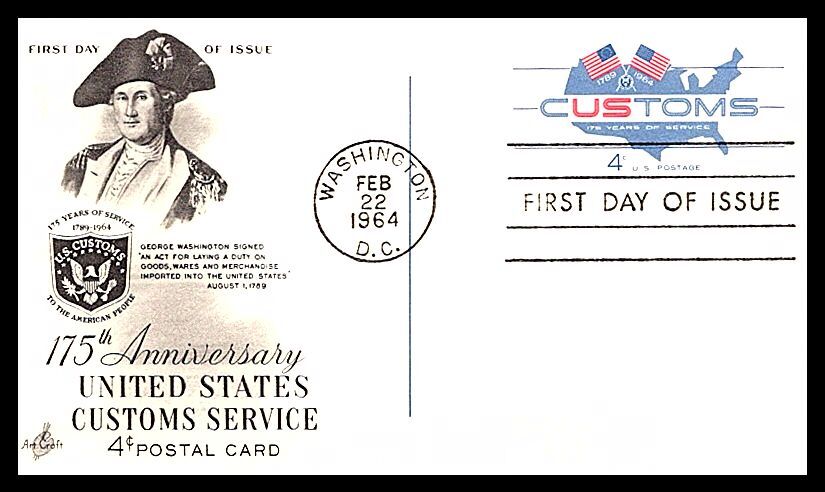 #UX50 - US CUSTOMS & FLAGS -Post Card - Artcraft Cachet SCBL | United ...