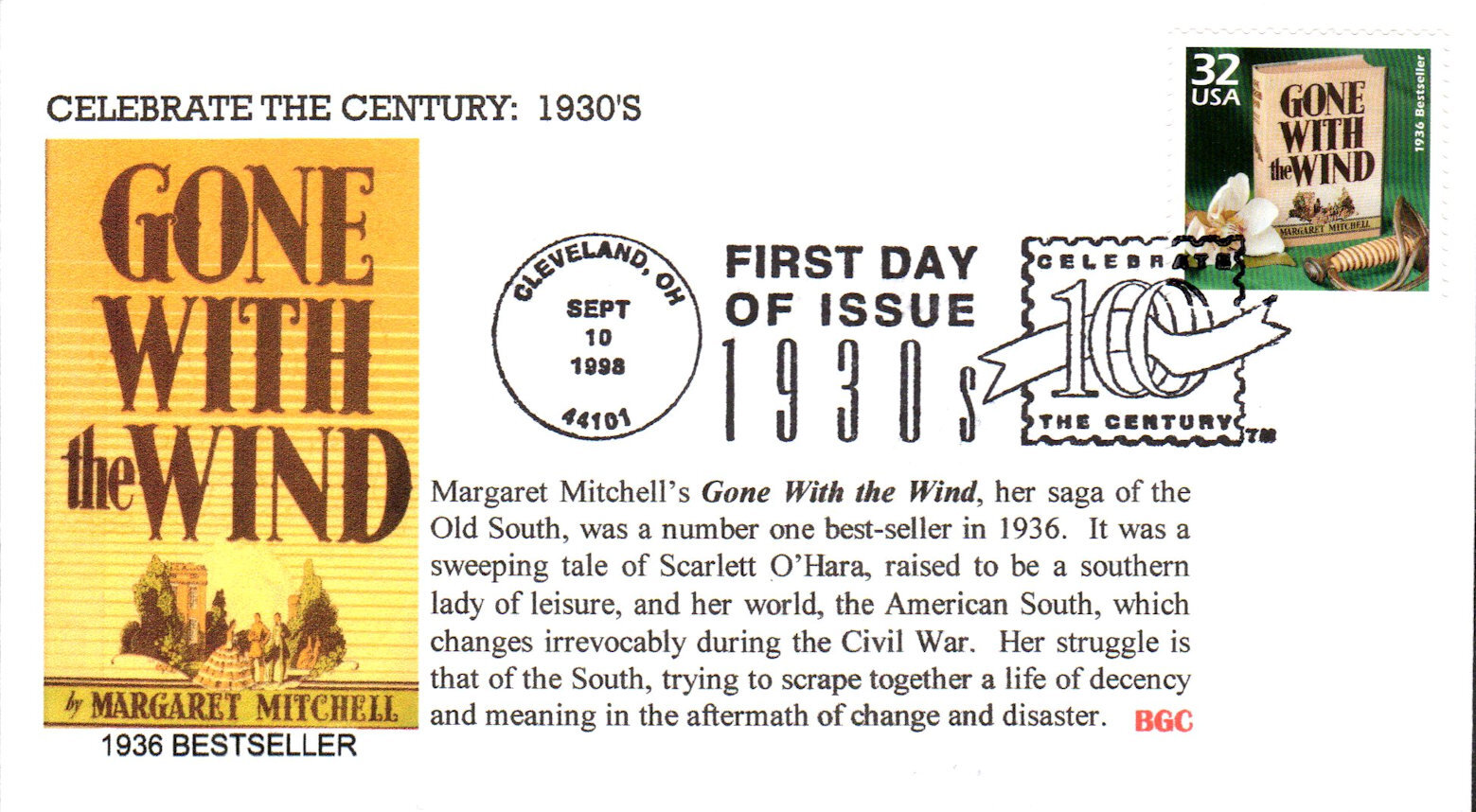 #3185i Gone With the Wind BGC FDC | United States, General Issue Stamp ...