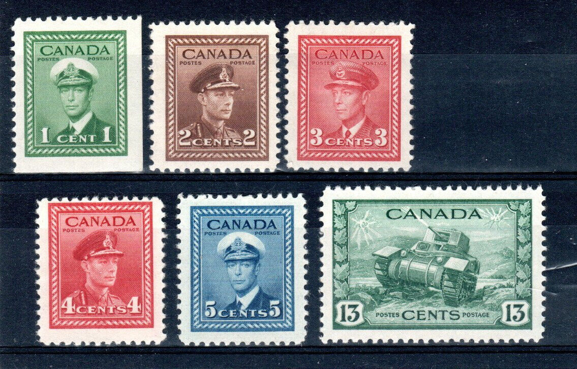Canada 1942-48 War Effort values to 13c SG 375-80, 380, 381, 384 MH ...