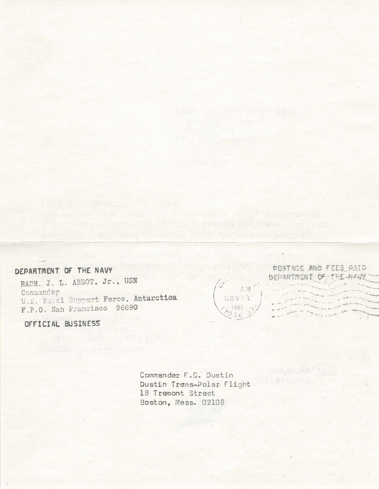 United States 1968 Dustin Trans-Polar Flight Commemorative Cover ...