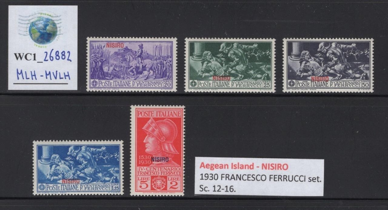 Wc1_26882.Italian Aegean Colonies: Nisiro. 1930 Ferrucci Set. Sc.12-16 ...