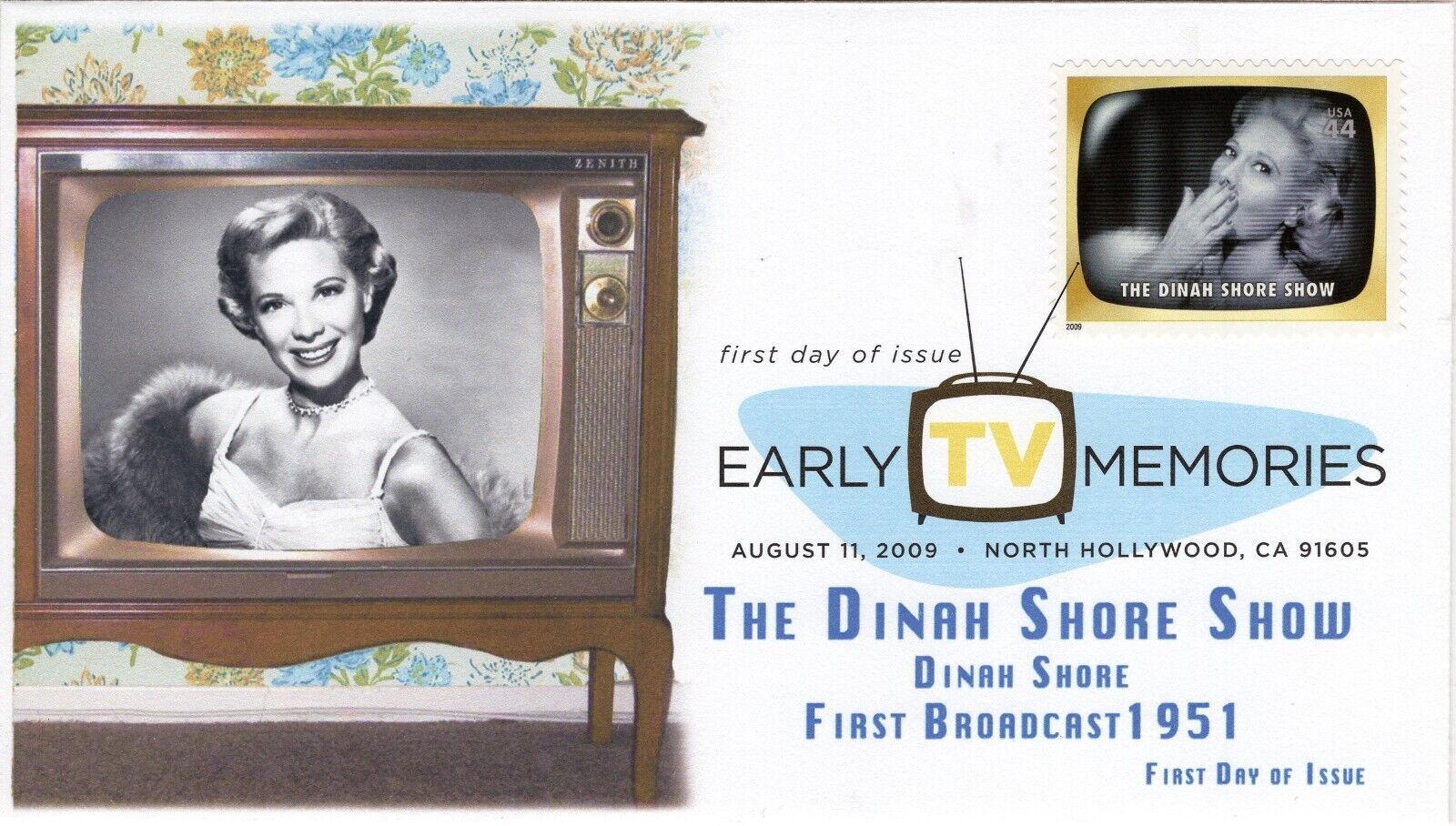 AO-4414i-1, 2009, Early TV Memories, FDC, Add-on Cachet, Digital Color ...