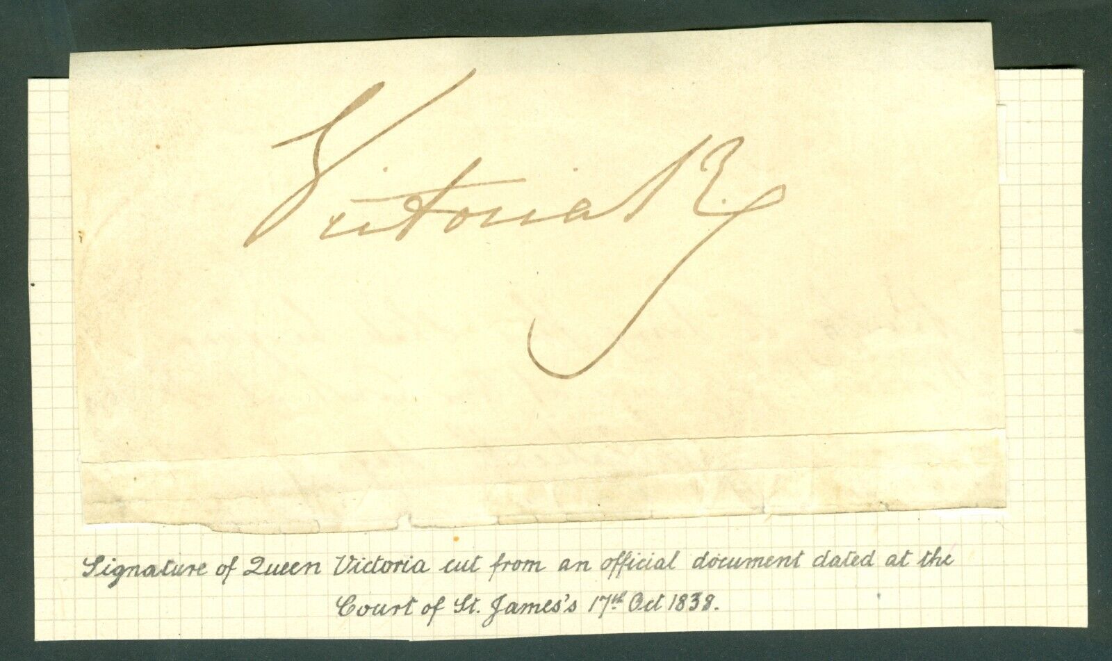Queen Victoria signature cut from an official documented dated at the ...