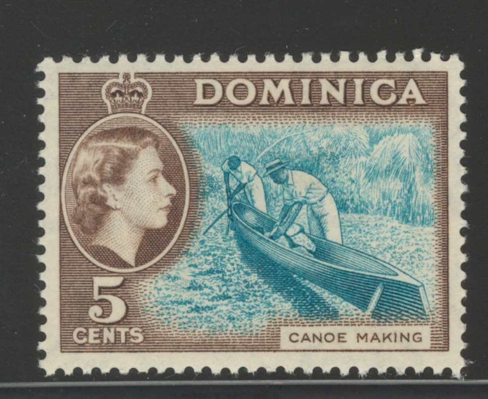 Dominica 1957 Queen Elizabeth II & Canoe Making 5c Scott # 158 MH ...
