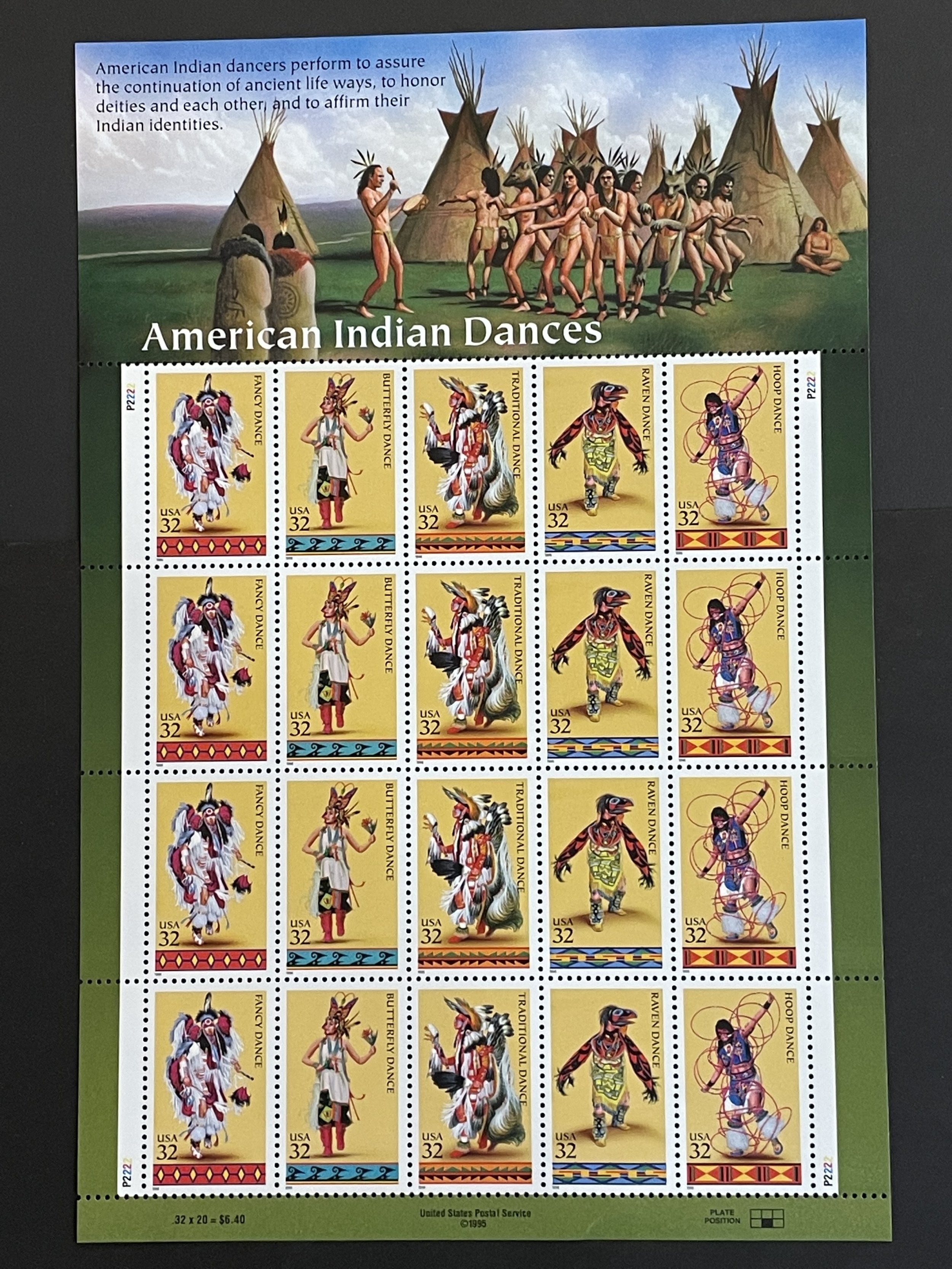 1996 postage stamps sheet - American Indian Dances, Sc# 3072-6 | United ...