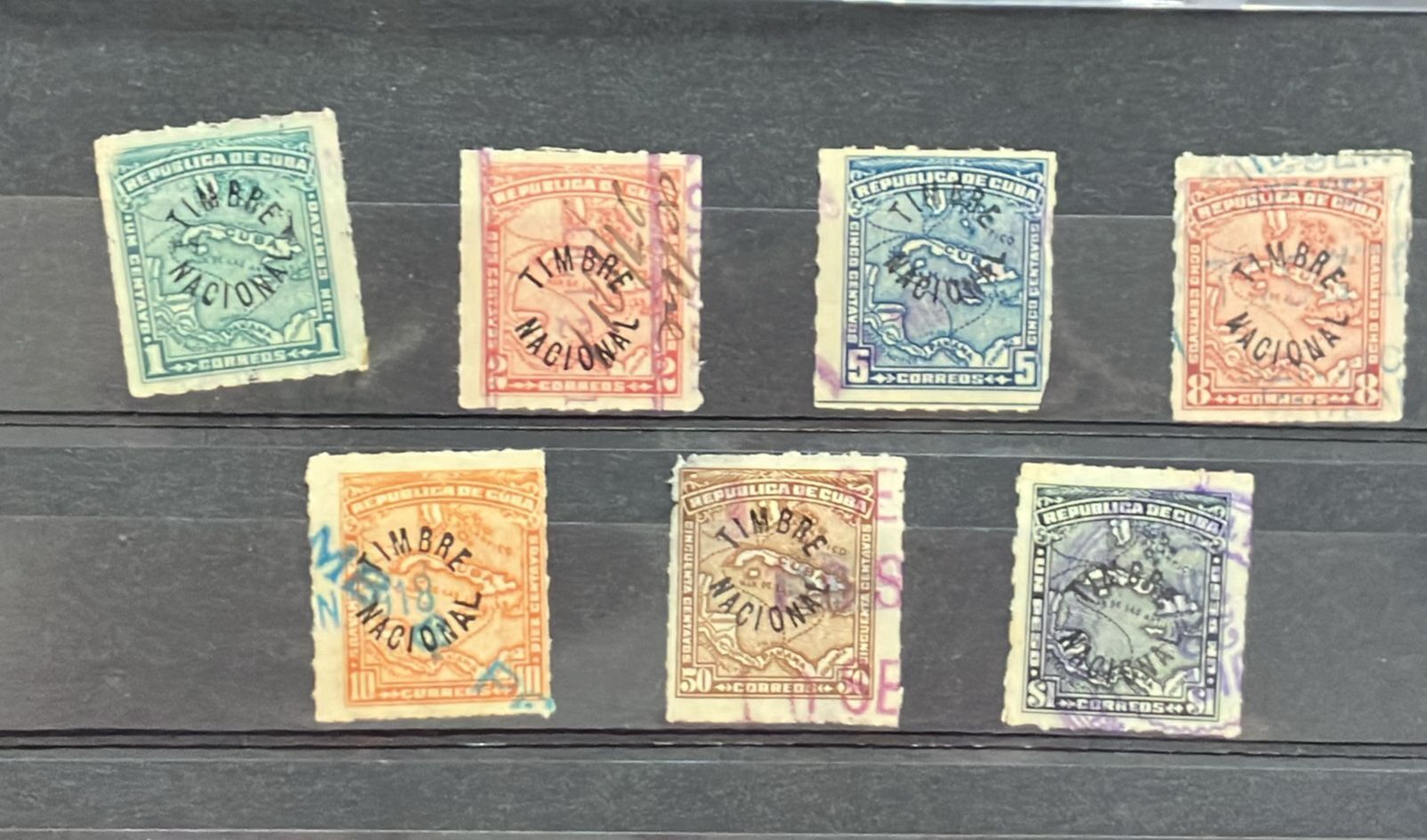El)1917 Cuba, 9 Stamps With National Stamp Overload, Used | Caribbean ...