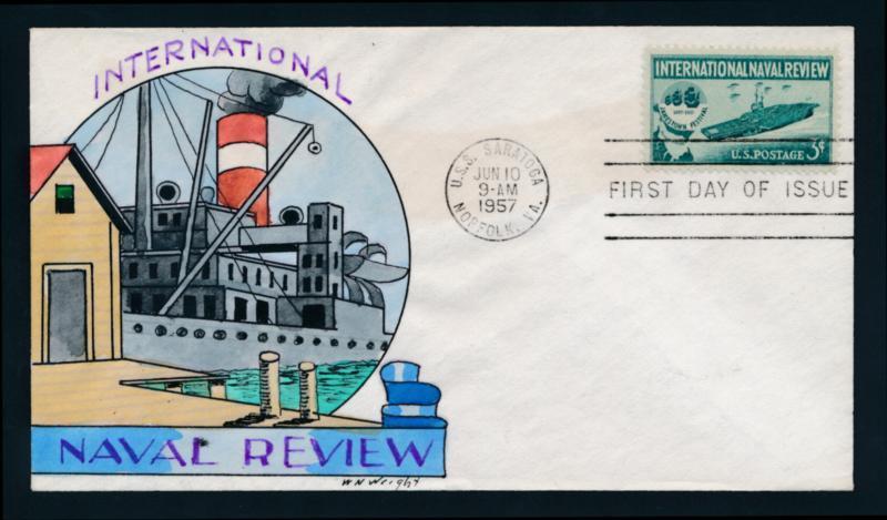 U.S. 1091 Wm. Wright hand painted FDC, Navy, ship, military | United ...
