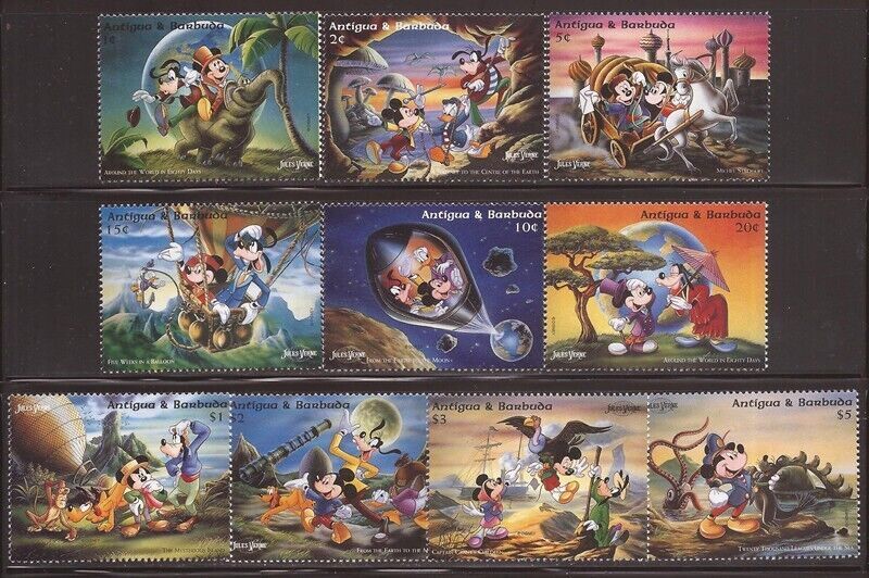 Antigua - 1996 Disney Characters in Jules Verne Novels - 10 Stamp Set ...