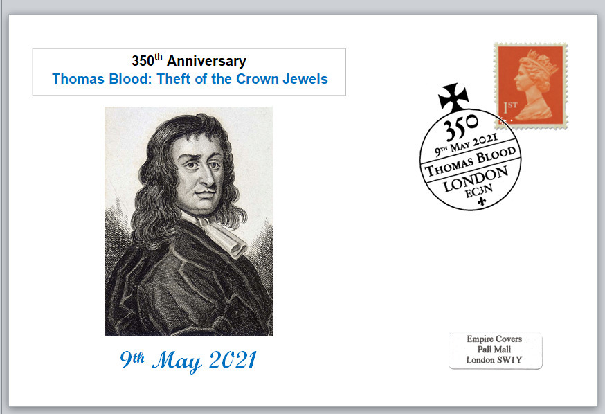 GB 2021 350th anniversary thomas blood theft of crown jewels royalty ...