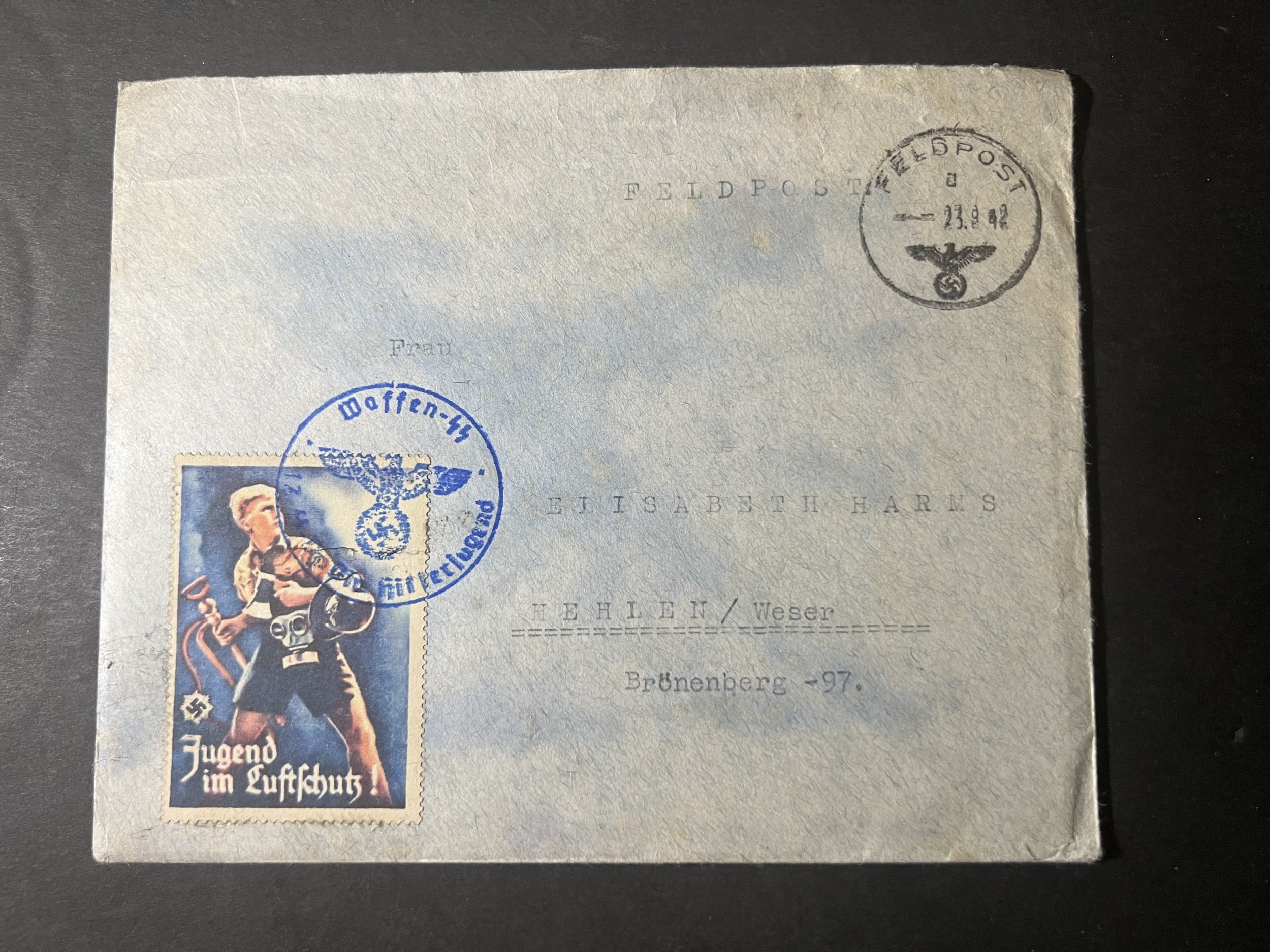 1942 Nazi Germany Feldpost Cover to Hehlen Weser Hitler Youth Stamp ...