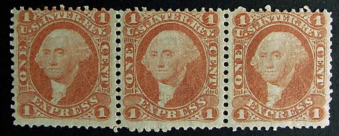 USA, Scott R1c, Horizontal Strip of 3, with Plate Scratch | United ...