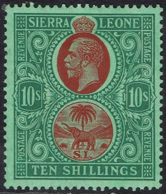 Sierra Leone 1921 KGV Elephant 10/- WMK Multi Script CA | Africa ...