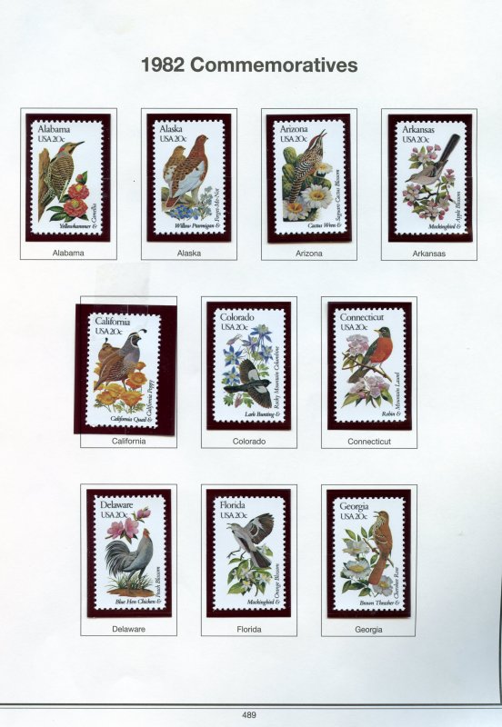 Complete 5 Page - SET of ALL 50 State Bird Stamps Free Shipping U.S ...