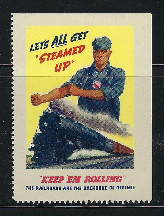 VEGAS - WW2 Railroad Train U. Pacific Promotional Poster Stamp -Read ...