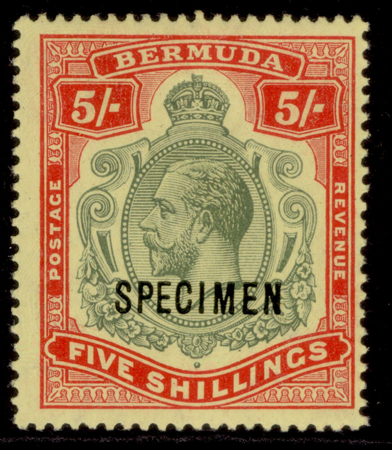 BERMUDA GV SG53s, 5s deep green & deep red/yellow, NH MINT. SPECIMEN ...