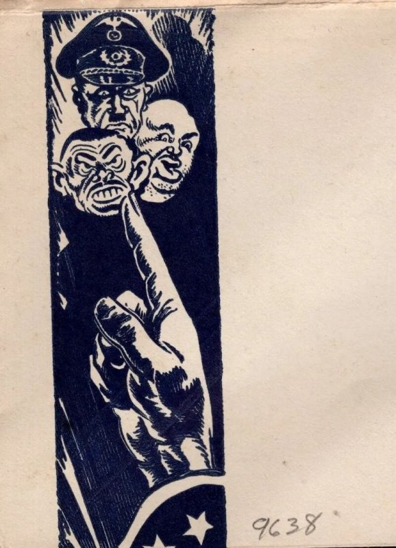 Patriotic WWII Hitler Tojo Mussolini Uncle Sam Finger US Navy 1945 ...