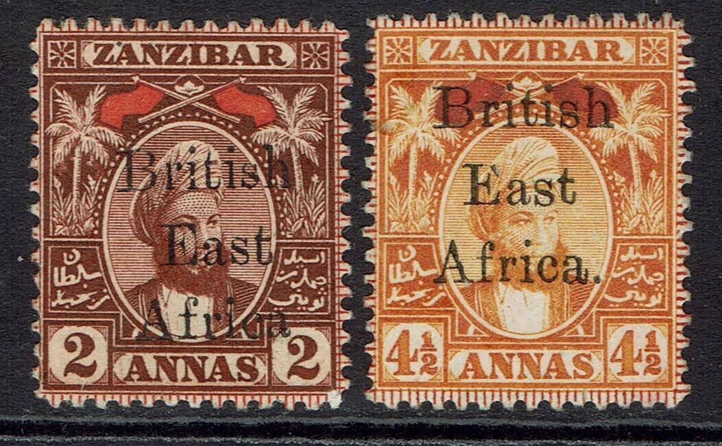British East Africa 1897 Zanzibar Sultan 2a and 41/2a NO GUM | Africa ...