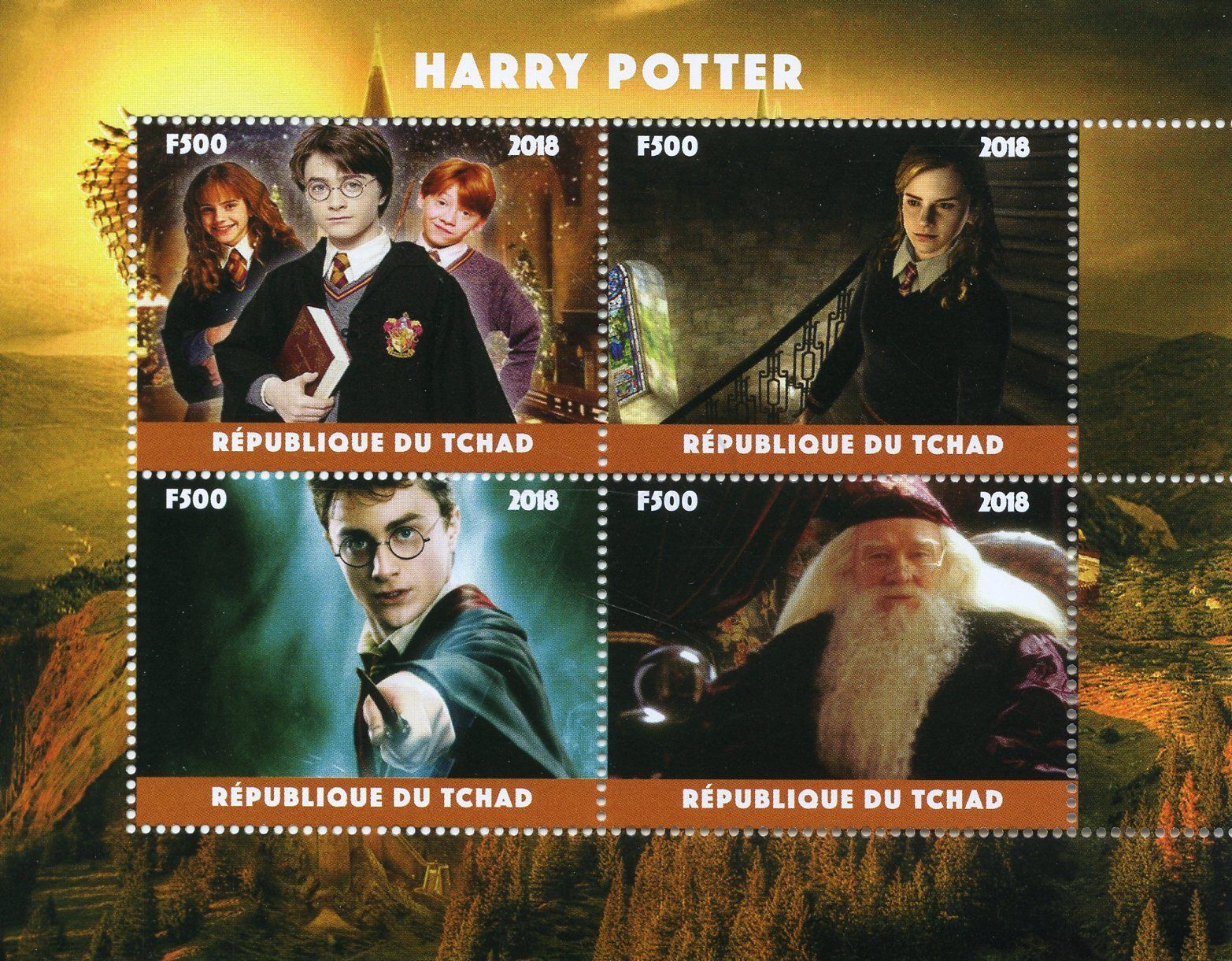 Harry Potter Stamps Chad 2018 CTO Hermione Granger Dumbledore Movies ...