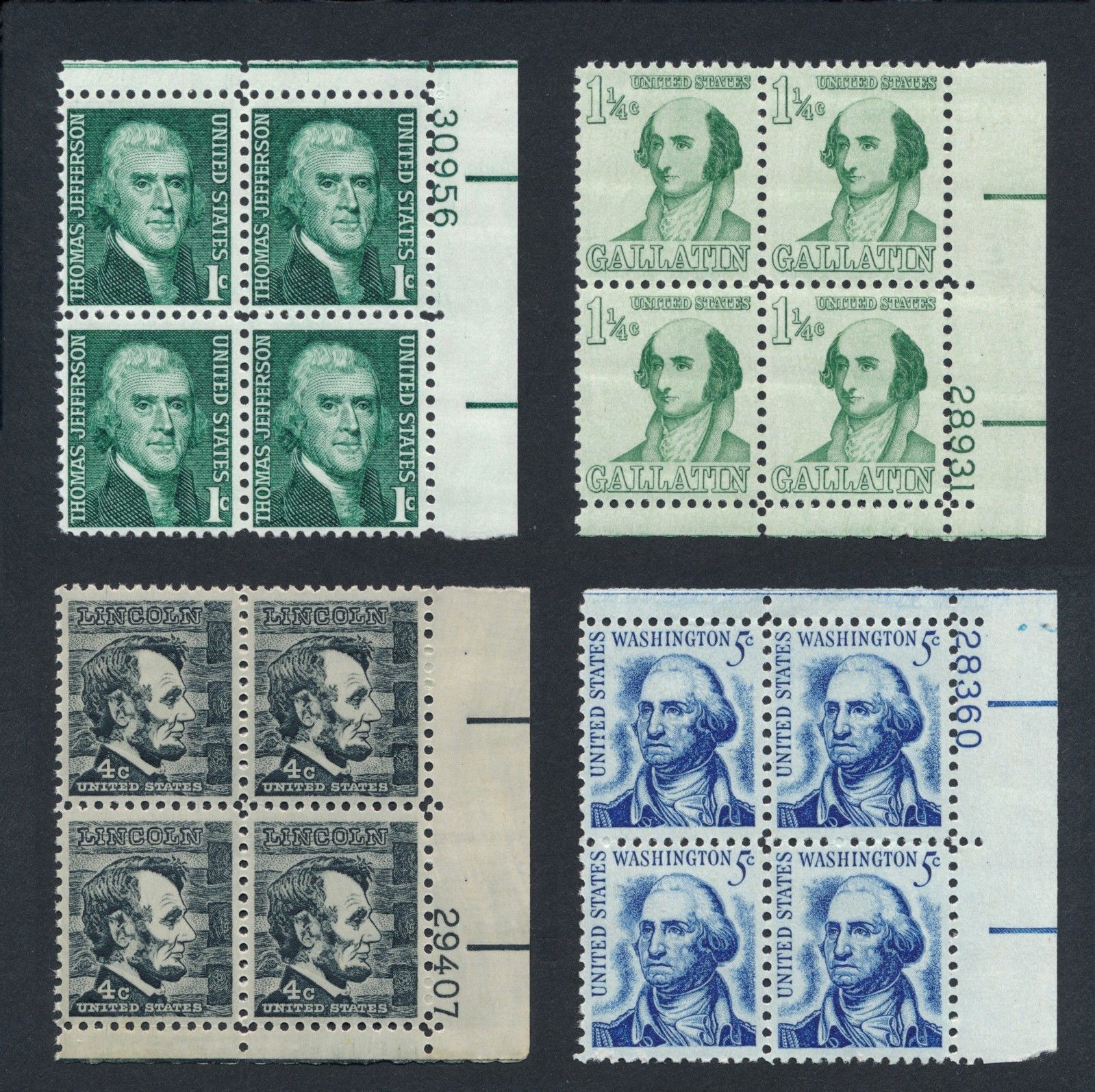 US 1278 - 1295 Prominent Americans Plate Block Set = 20 MINT VF NH OG ...